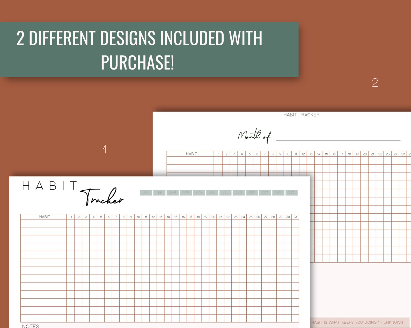 Habit Tracker Planner Printable Letter Size Habit Checklist Monthly ...