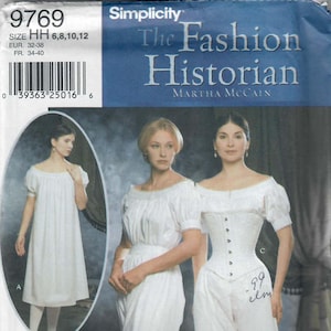 Simplicity 9769 Fashion Historian Misses' Civil War Era 1860s ...