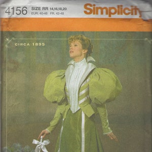 Simplicity 4156 C. 1895 Day Dress Sewing Pattern, Size 14, 16, 18, 20 ...