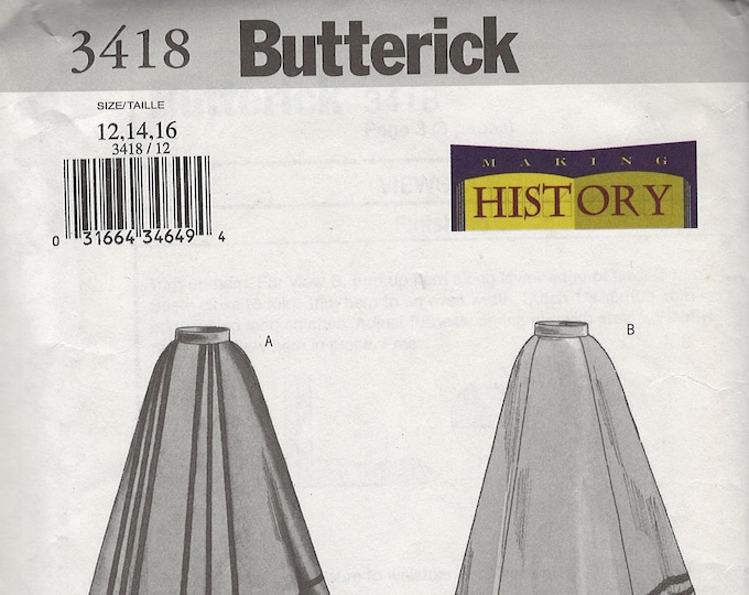 Butterick 3418 1880s-1890s Skirt Sewing Pattern, Sizes 6-8-10 & 12-14 ...