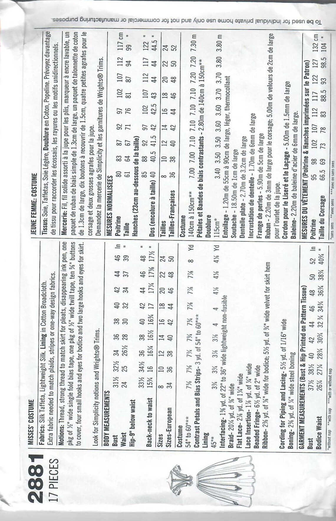 Simplicity 2881 Misses' Dress 1860s Ballgown Formal Dress - Etsy