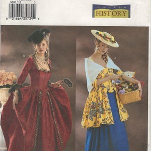 Butterick 3640 18th Century Dress, Sizes 12-16 & 18-22, FF, Uncut, OOP ...