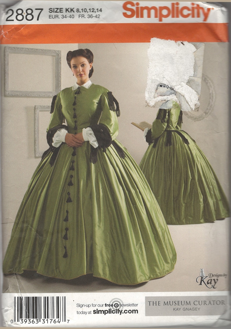 Simplicity 2887 Misses' Dress 1860s Day Dress Sewing Pattern the Museum ...
