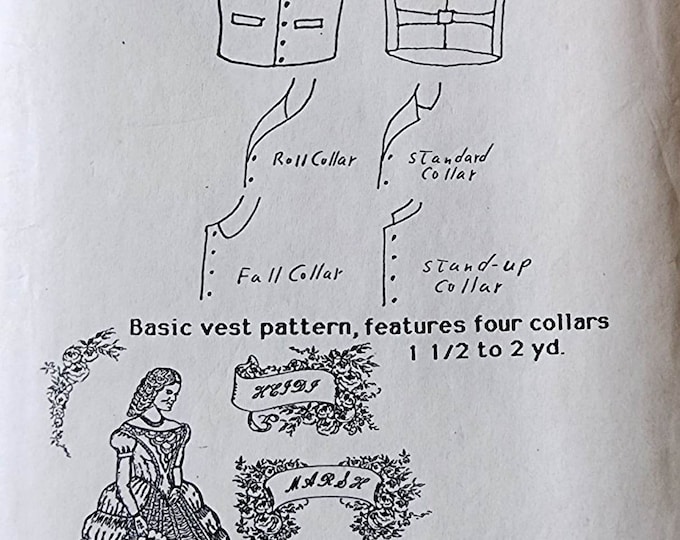 Heidi Marsh Patterns 1860s Men's Civilian Vest Sewing Pattern, Size 44 ...