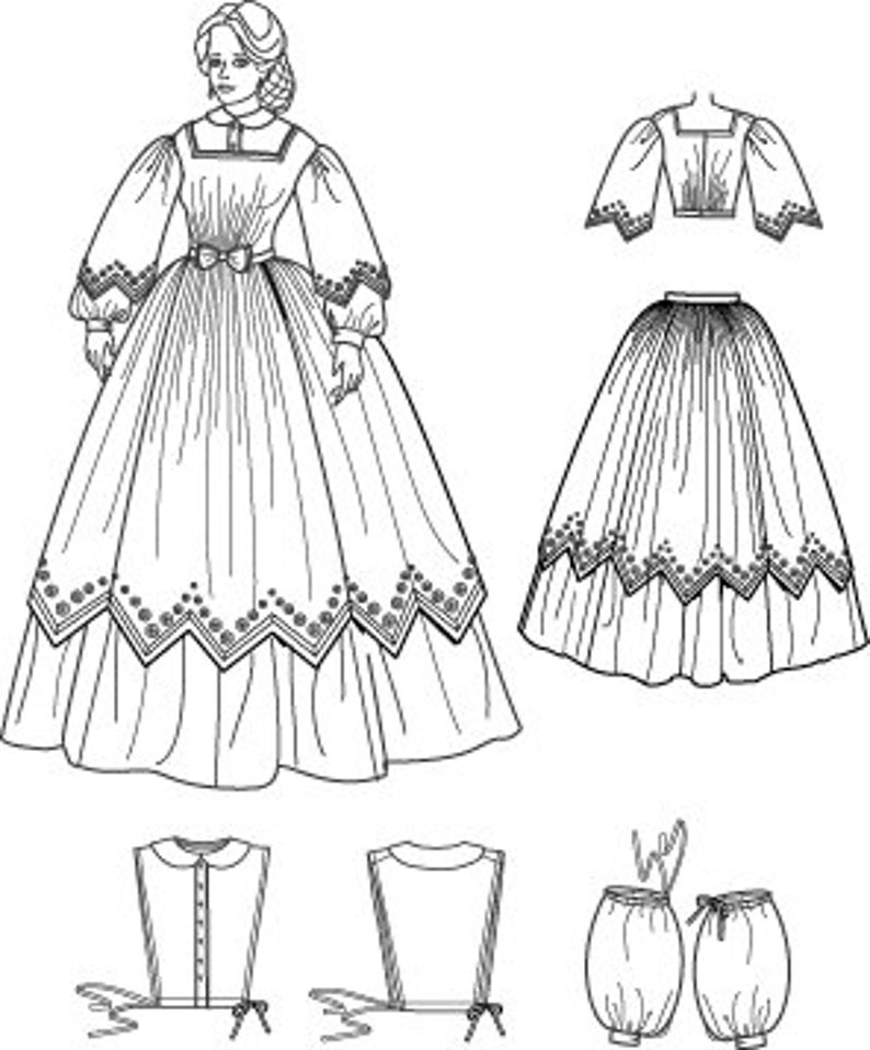 Simplicity 2960 1860s Day Dress Sewing Pattern the Museum - Etsy