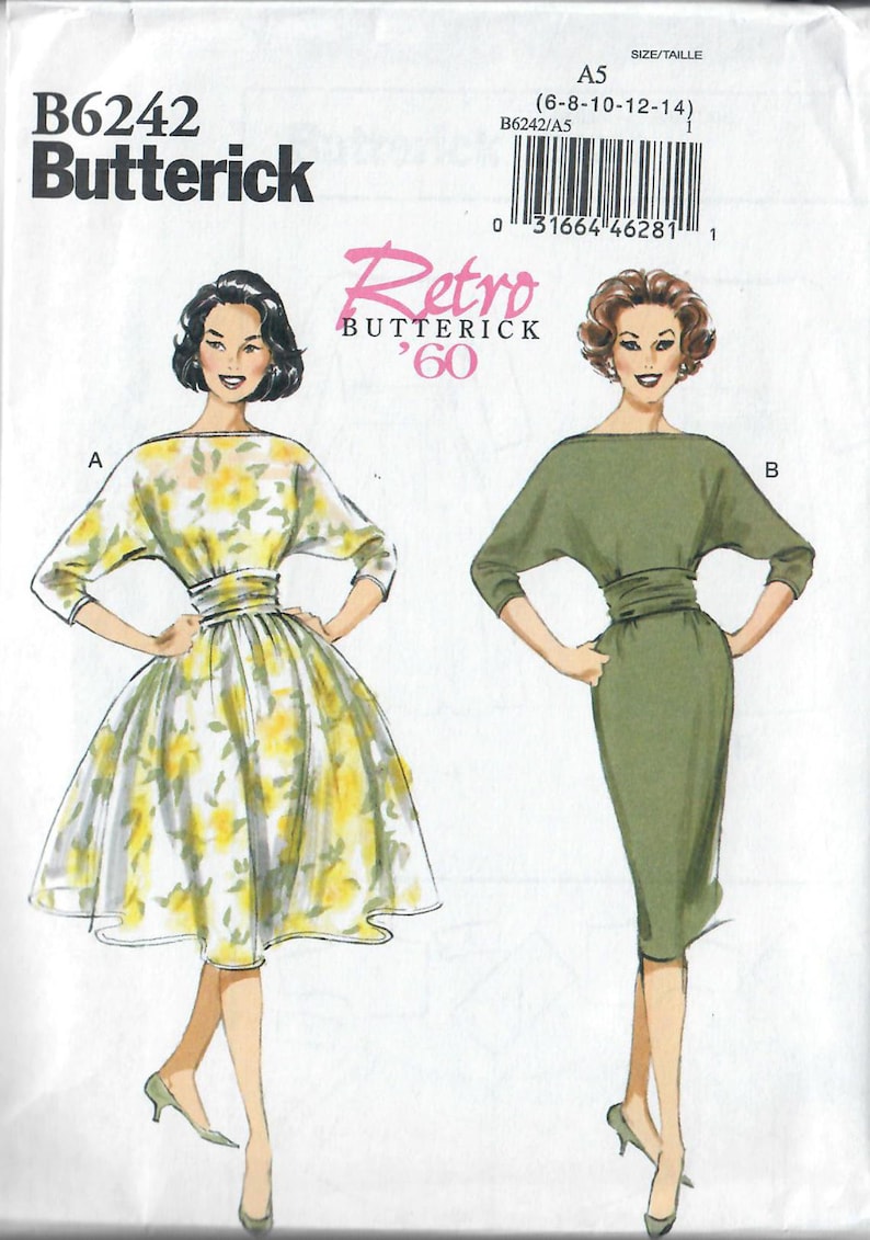 Butterick B6242 Retro '60 Dress Sewing Pattern Size - Etsy