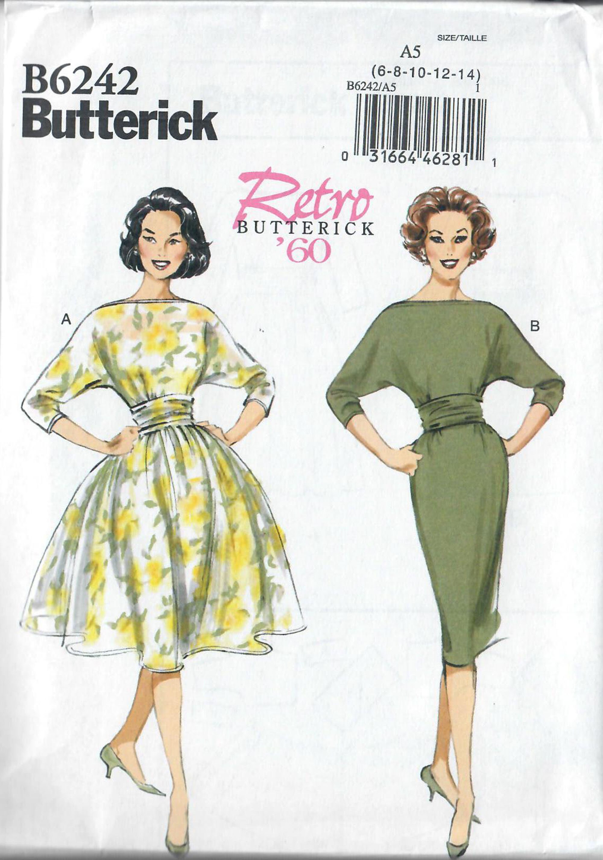 Butterick B6242 Retro '60 Dress Sewing Pattern Size - Etsy