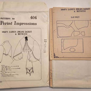 Period Impressions 404 1860s Ladies Zouave Jacket & Reticule Sewing ...