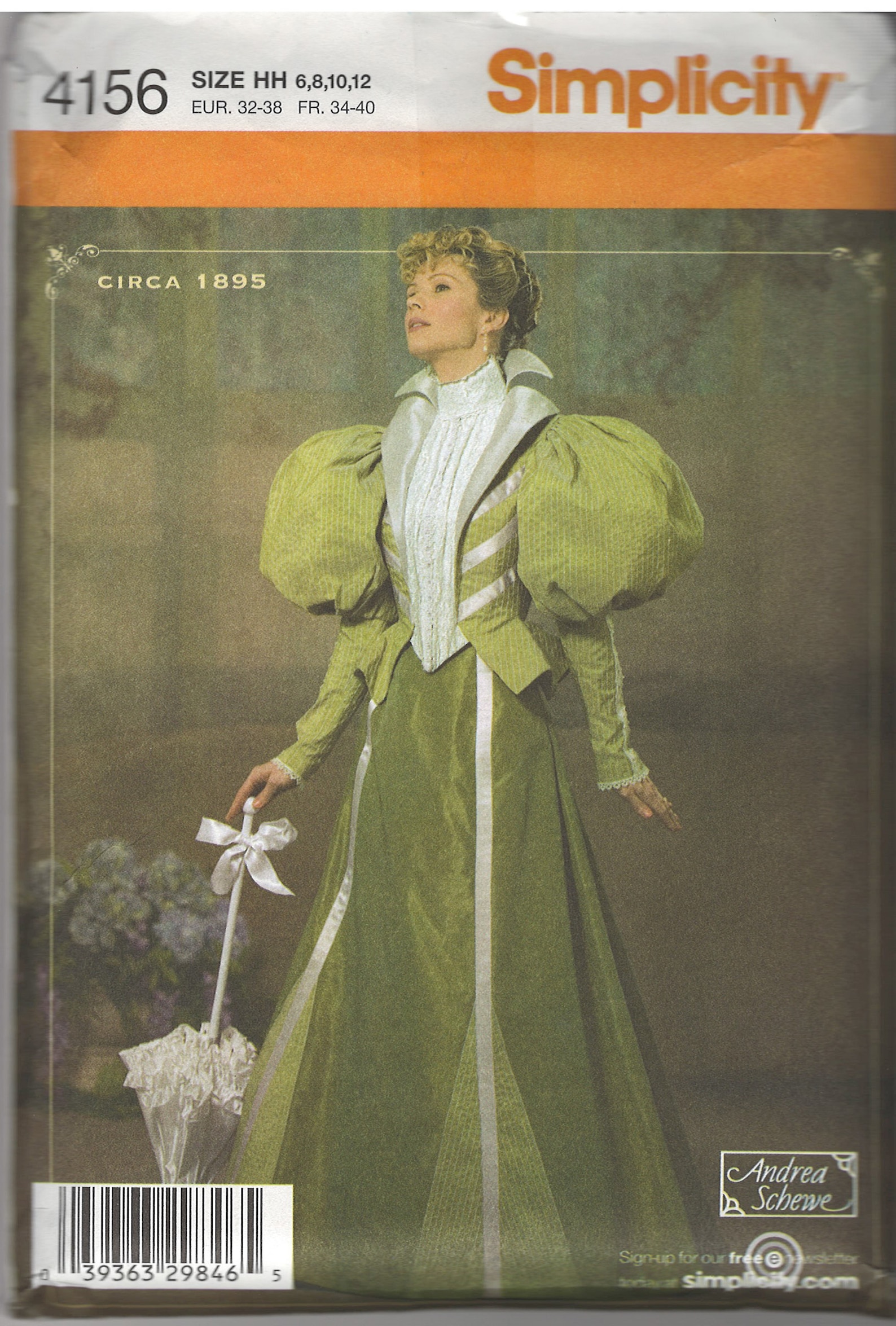 Simplicity 4156 C. 1895 Day Dress Sewing Pattern, Size 14, 16, 18, 20 ...