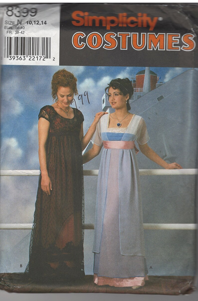 Simplicity 8399 1910s Titanic Era Day Dress Sewing Pattern, Size 4-8 ...