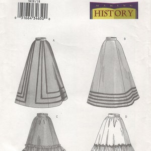 Butterick 3418 1880s-1890s Skirt Sewing Pattern, Sizes 6-10, 12-16, 18 ...