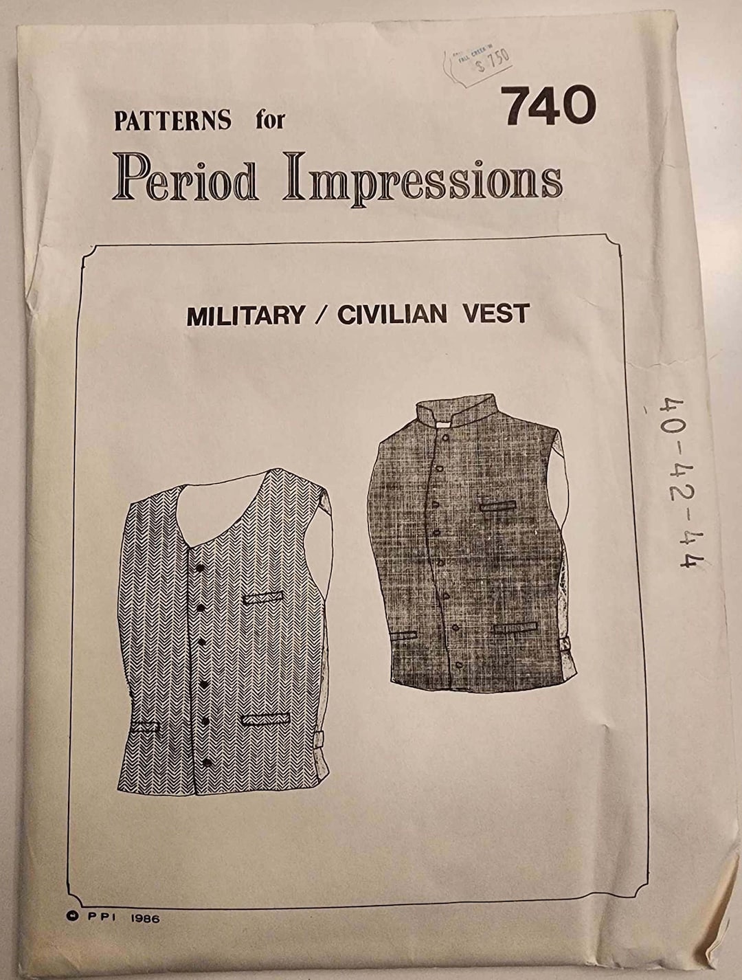 Period Impressions 740 1860s Military Civilian Vest Sewing Pattern ...