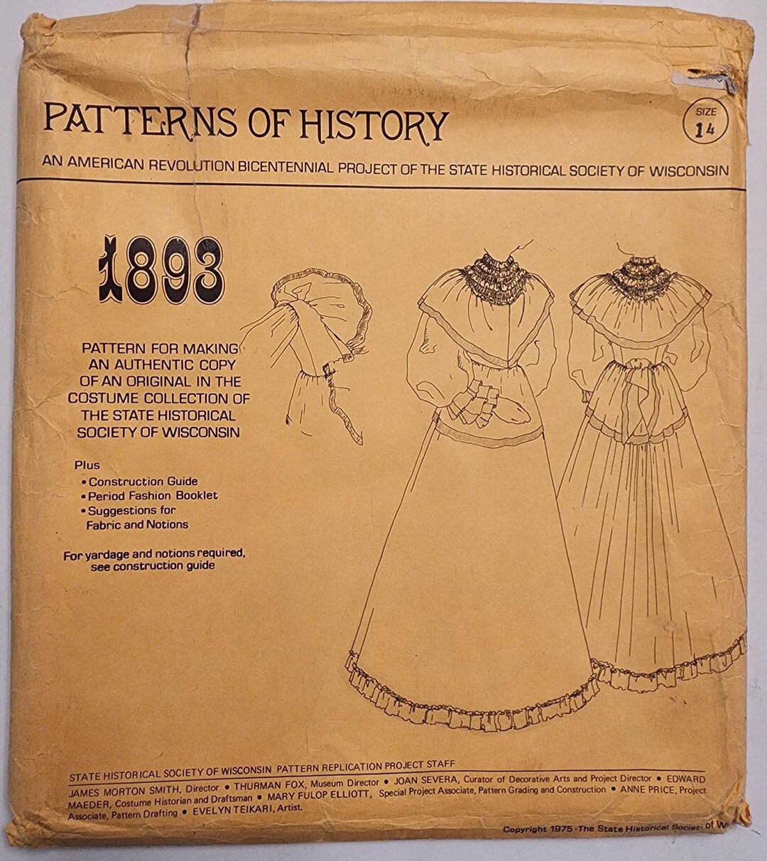 Patterns of History 1893 Dress Sewing Pattern, Size 14, Uncut, FF, Out ...