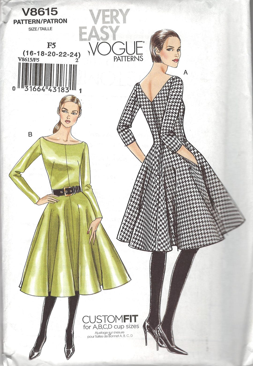 Vogue V8615 Very Easy Vogue Patterns Dress Sewing Pattern, Size 16-24 ...