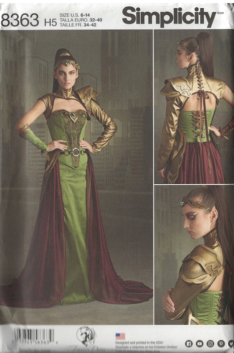 Simplicity 8363 Fantasy Ranger Cosplay Halloween Costume Sewing Pattern ...