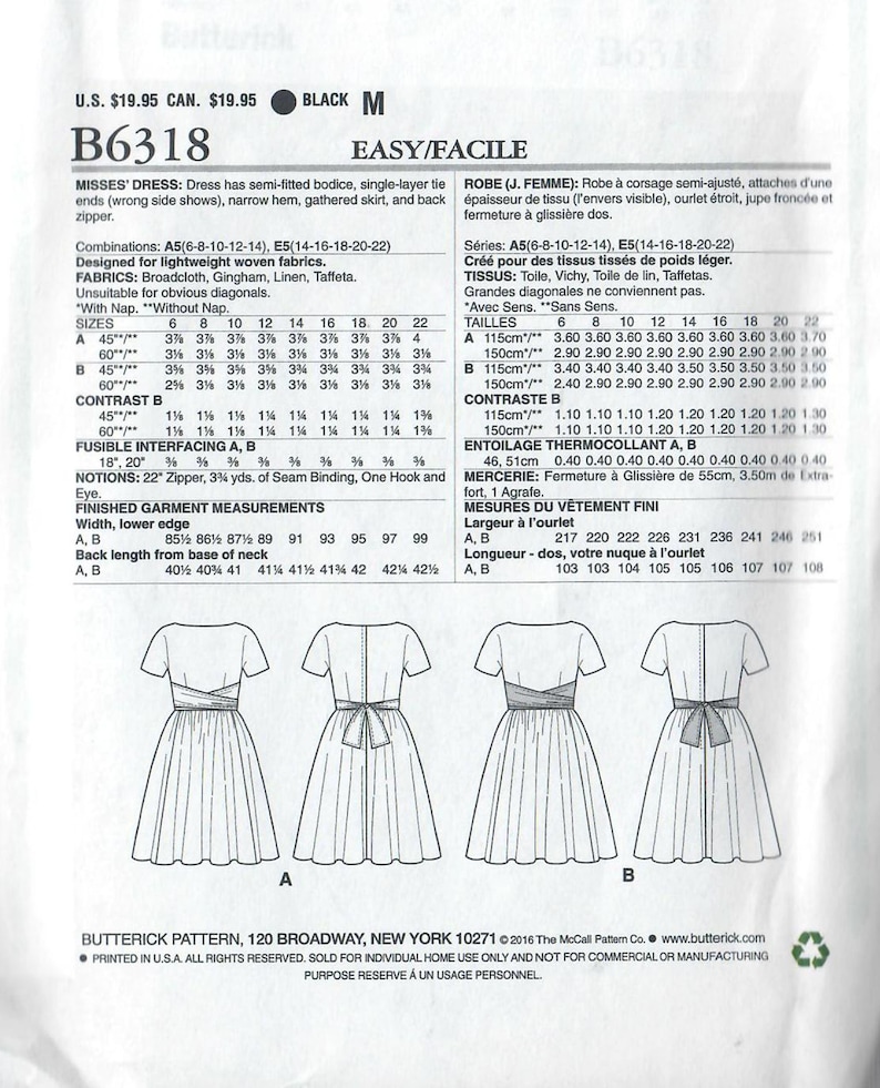 Butterick B6318 Retro '61 Dress Sewing Pattern Size 6-8-10-12-14 & 14 ...