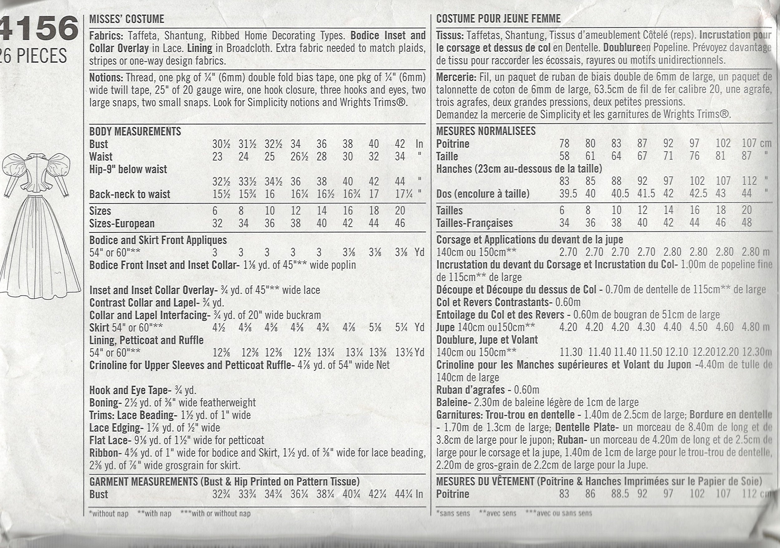 Simplicity 4156 C. 1895 Day Dress Sewing Pattern, Size 14, 16, 18, 20 ...