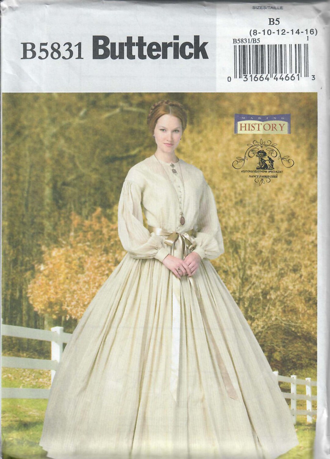 Butterick B5831 Misses' Dress and Petticoat 1860s Day Dress Pattern ...