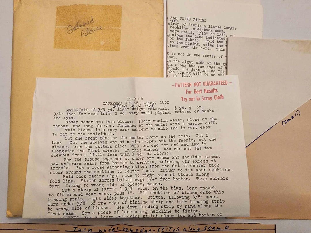 Heidi Marsh Patterns 1860s Women's Gathered Blouse Sewing Pattern ...