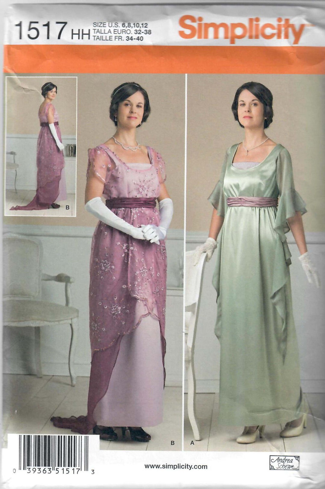Simplicity 1517 Misses' Costume Bodice, Skirt, 1910s Titanic Era Sewing ...
