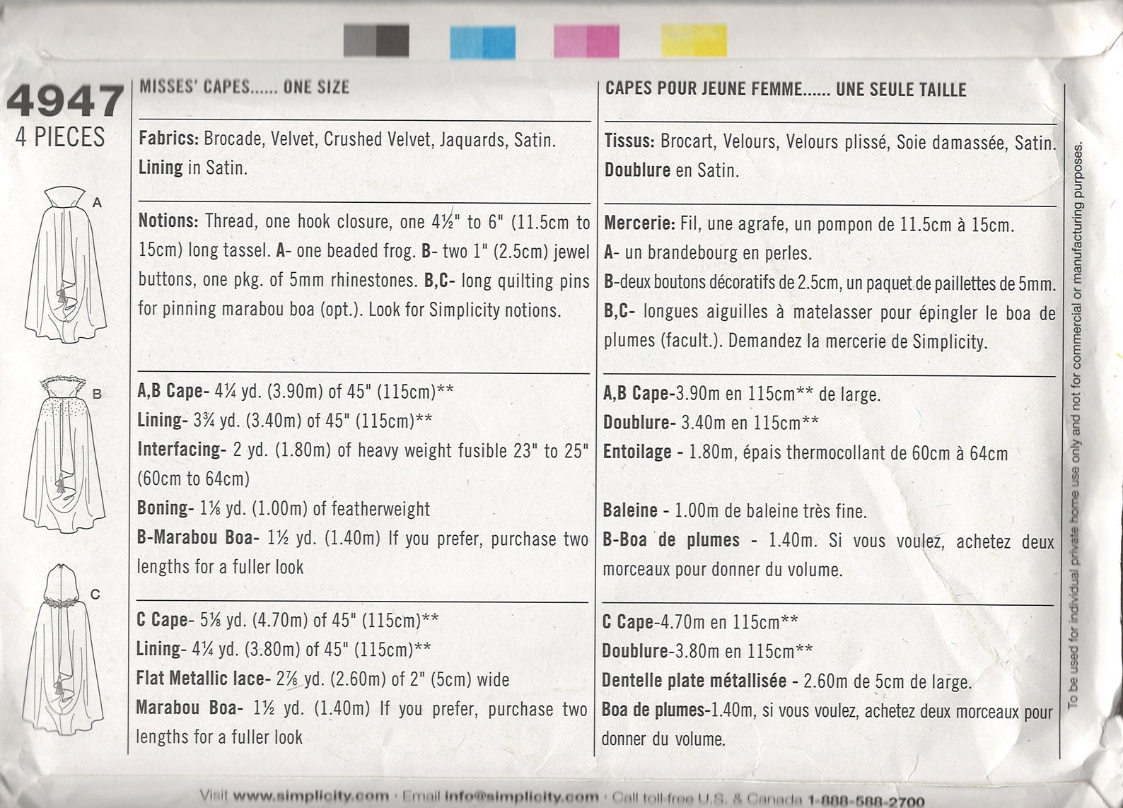 Simplicity 4947 1920s Cape Sewing Pattern Vintage Closet One Size Uncut ...