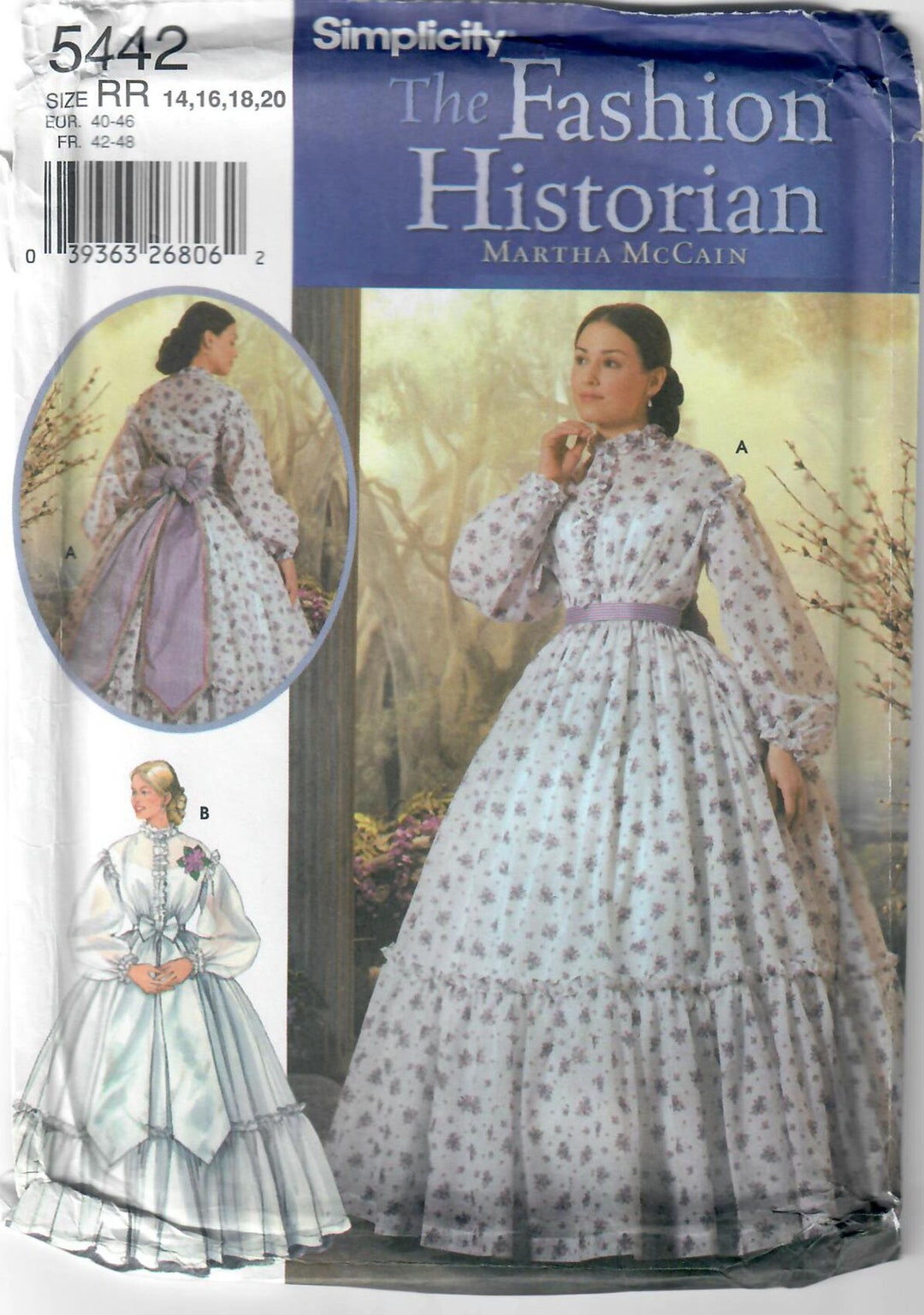 Simplicity 5442 Fashion Historian Civil War Costume 1860s Day Dress ...