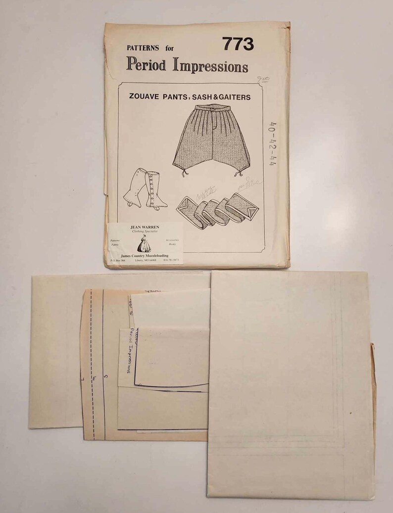 Period Impressions 773 1860s Zouave Pants, Sash & Gaiters Sewing ...