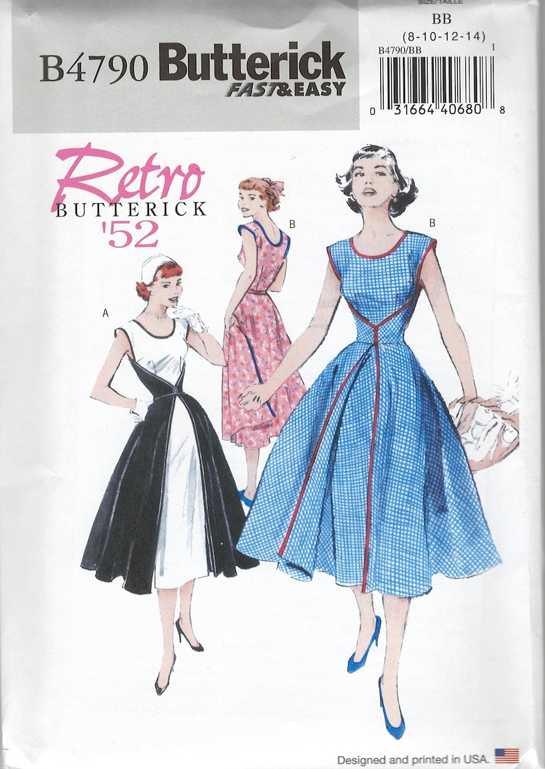 Butterick B4790 Retro '52 Dress Sewing Pattern Size - Etsy
