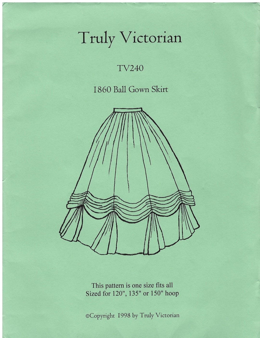 TV240 Truly Victorian 1860 Ball Gown Skirt Sewing Pattern, Sized for ...