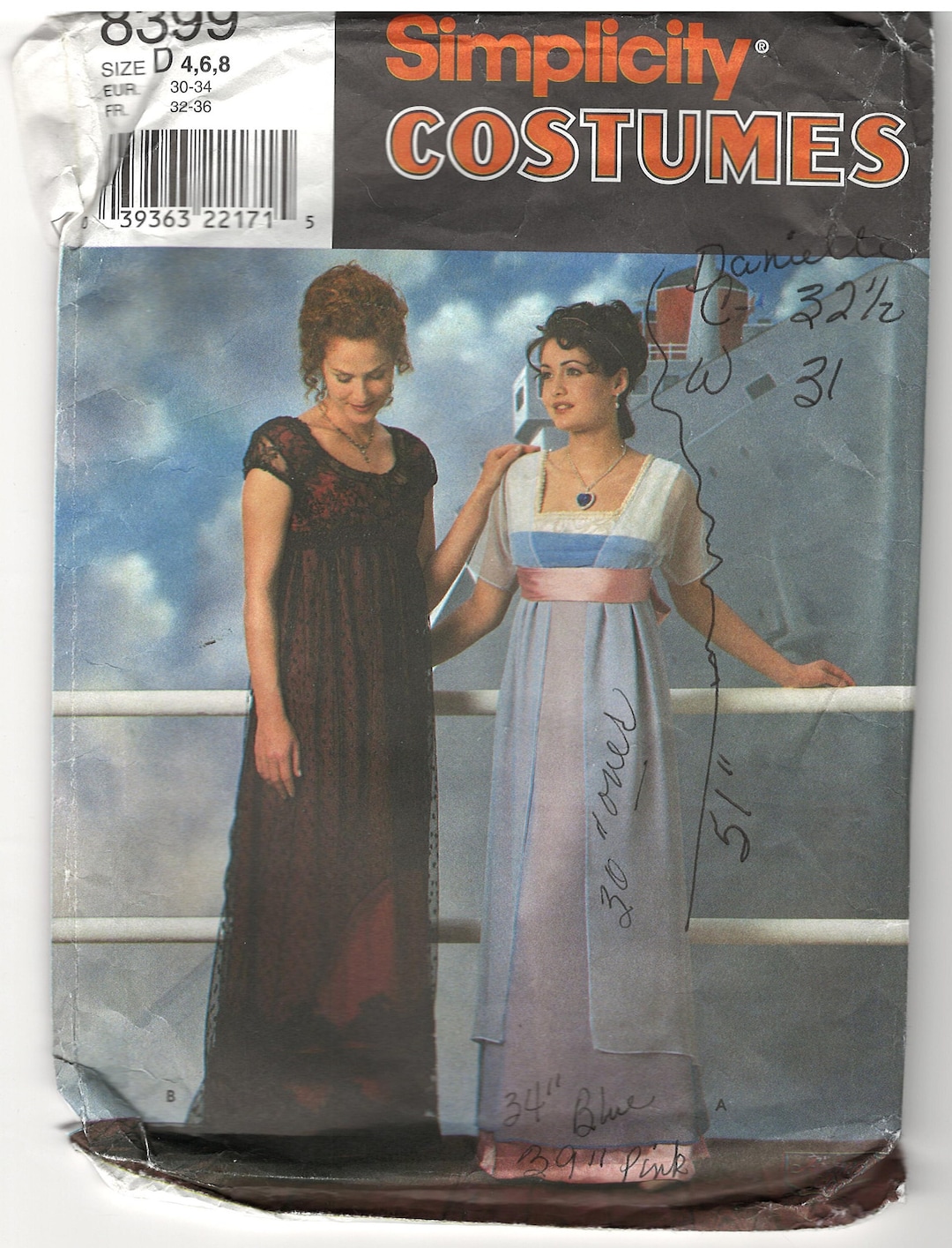 Simplicity 8399 1910s Titanic Era Day Dress Sewing Pattern, Size 4-8, 10-14, & 16-20 UNCUT, FF ...