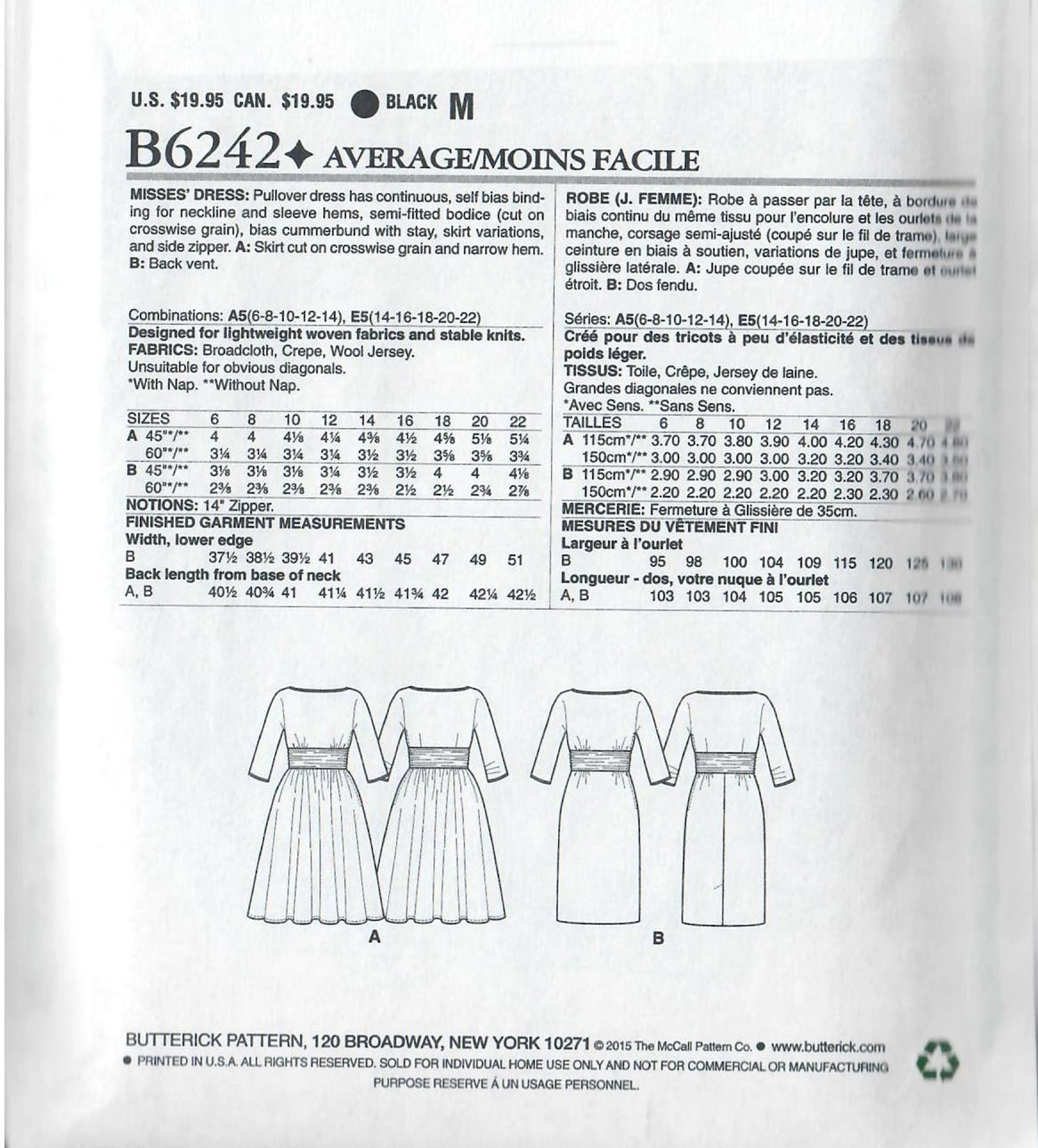 Butterick B6242 Retro '60 Dress Sewing Pattern Size - Etsy
