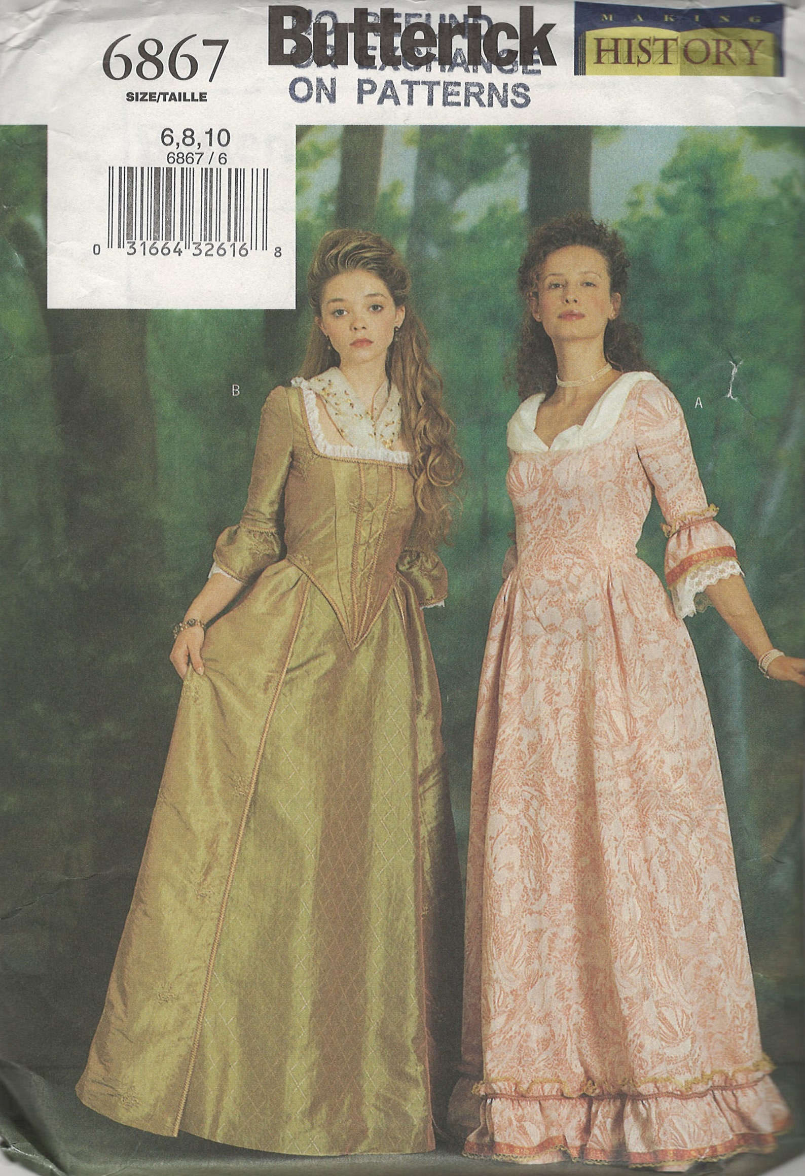 Butterick 6867 18th Century Dress, Size 6-8-10, FF, Uncut, OOP - Etsy