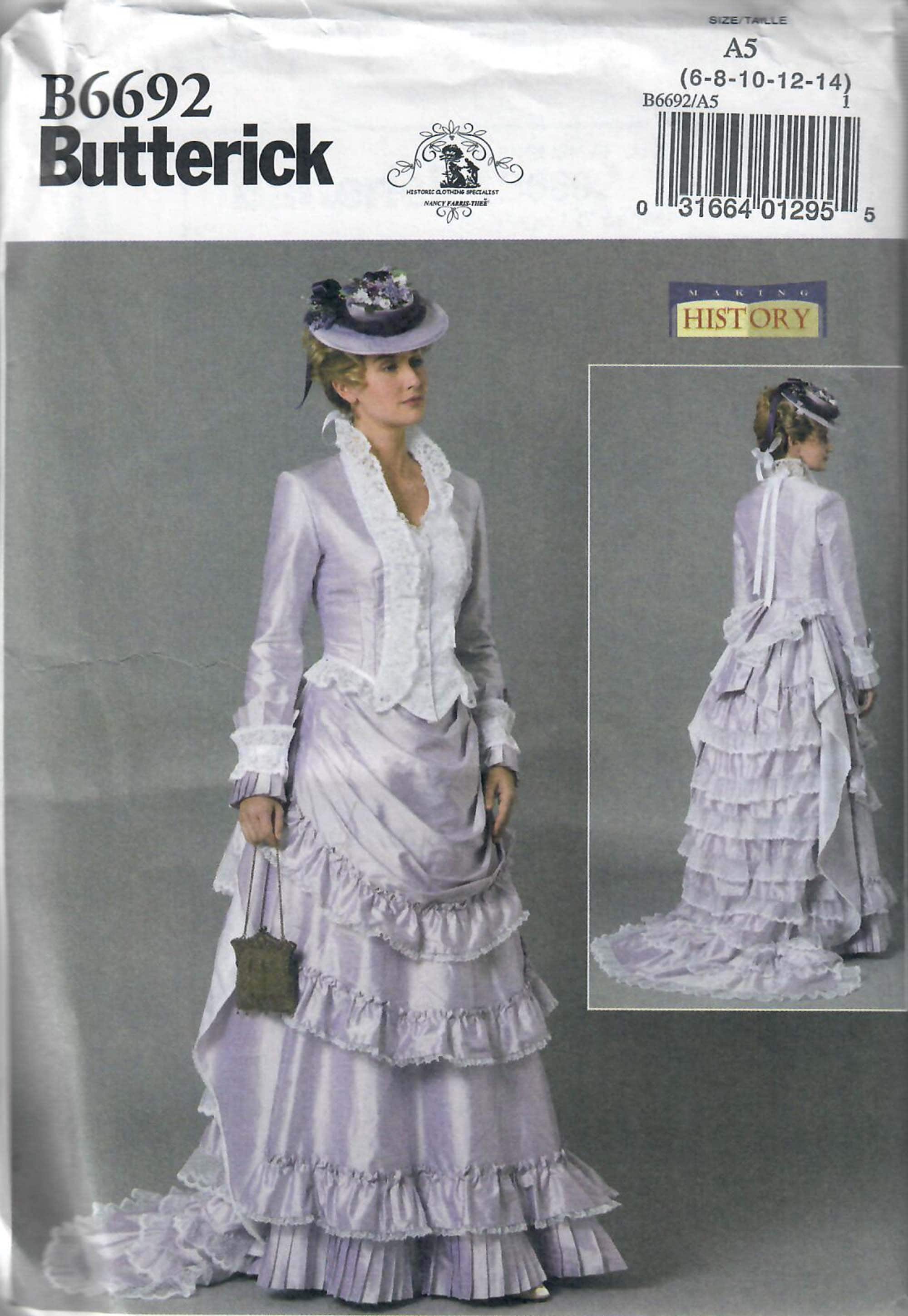 Butterick B6692 Misses' Costume 1870s Style Day Dress Sewing Pattern ...