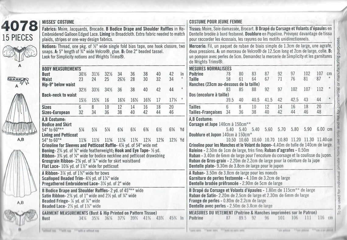 Simplicity 4078 Circa 1895 Ballgown Evening Dress Sewing Pattern, Size ...