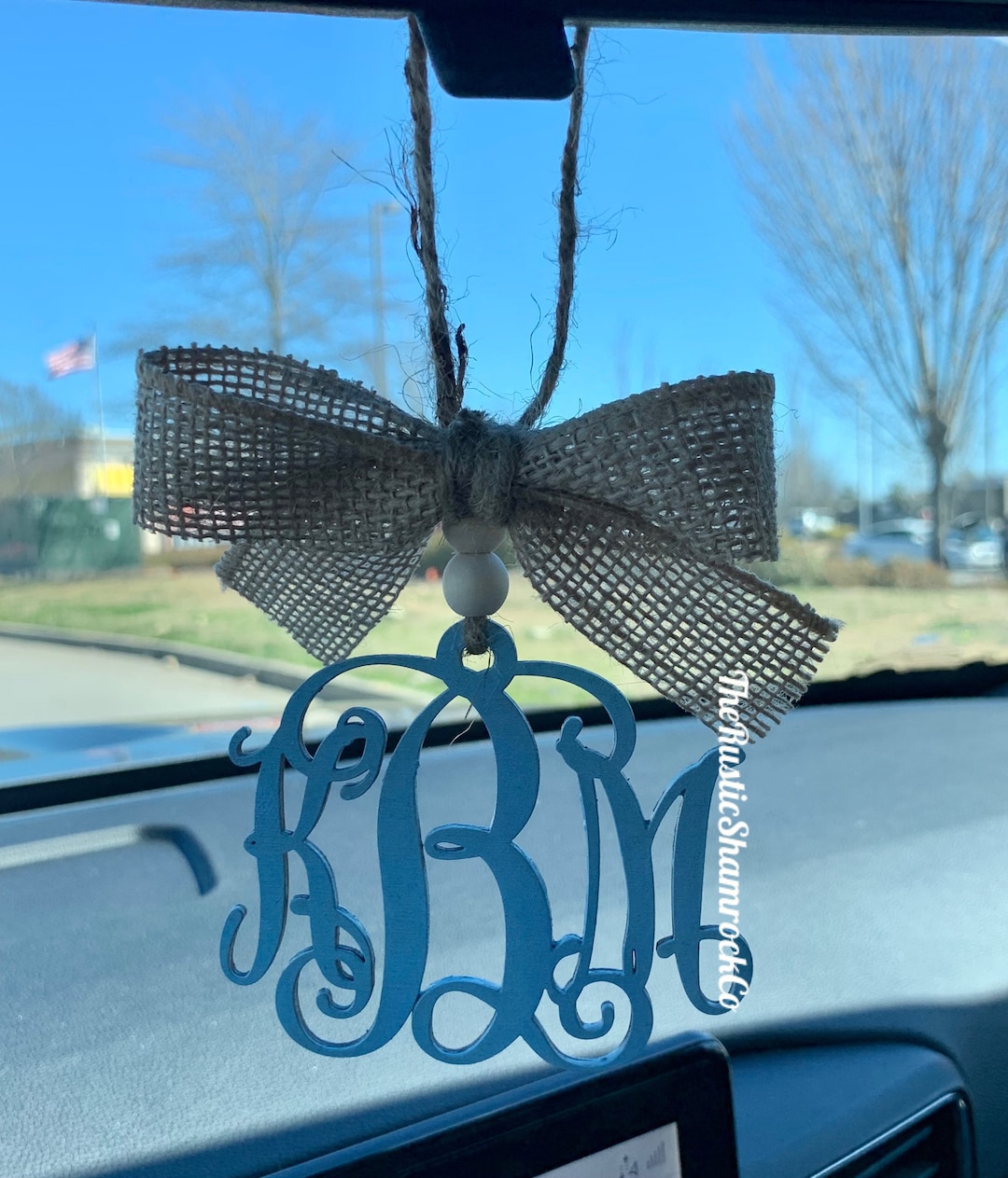 Initial Car Charm, Wooden Monogram, Car Charm, Car Ornament, Initial ...