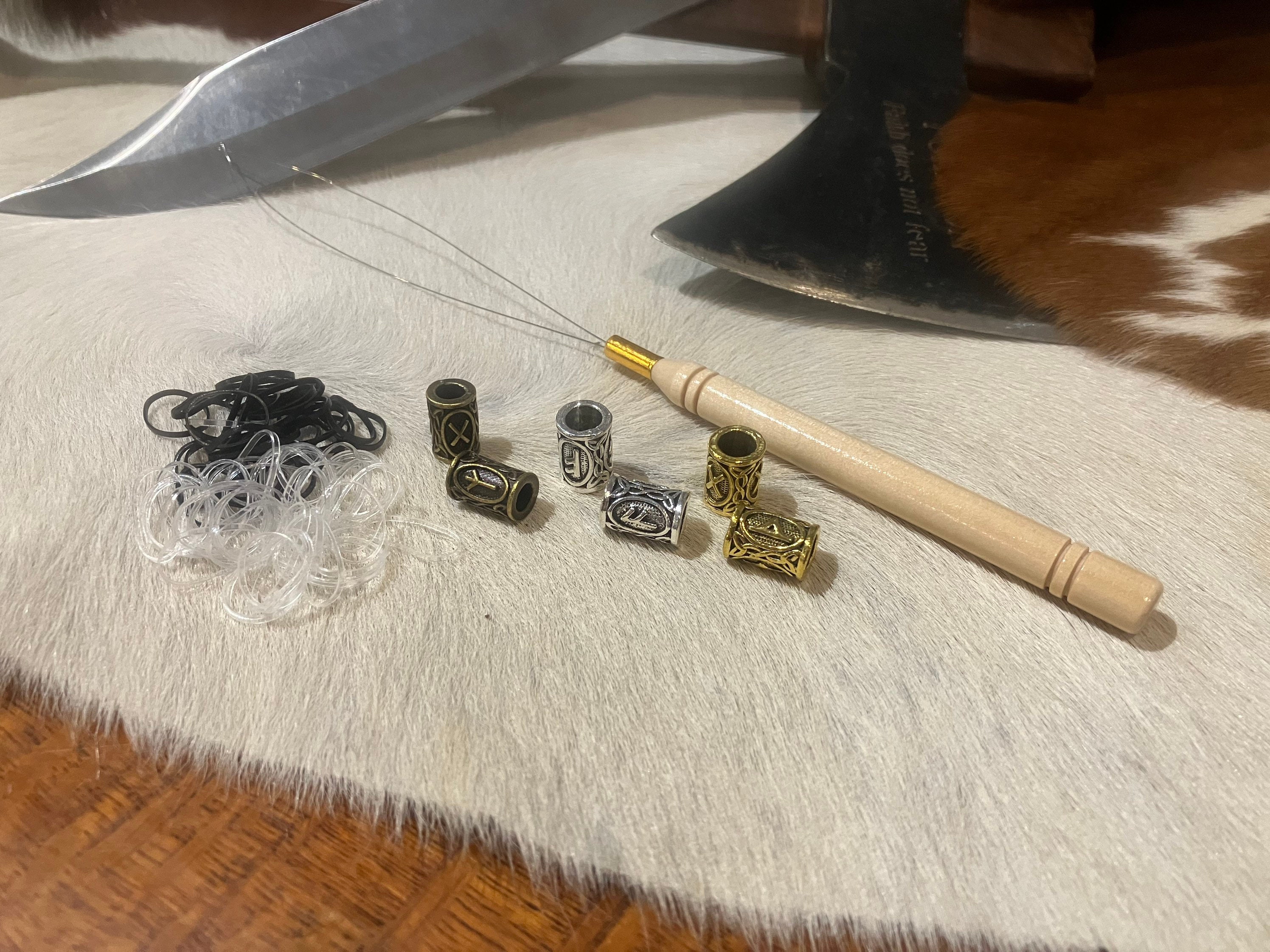 Berserker Beard Bead Kit Triple Bead Set Bronze Silver Gold Bead ...