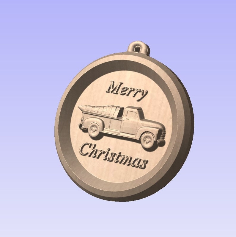 CNC File Christmas Truck Ornament Tree Merry Christmas Vcarve Vetric ...