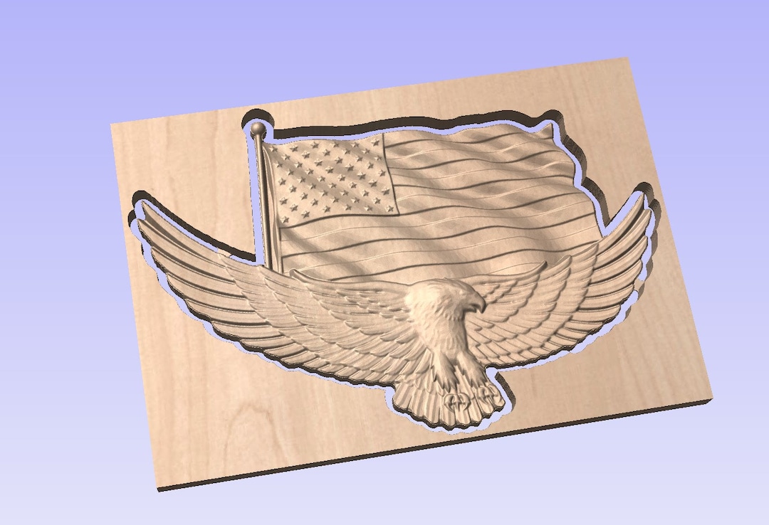3D CNC Cut File American Flag and Flying Eagle CRV File for CNC Routers ...