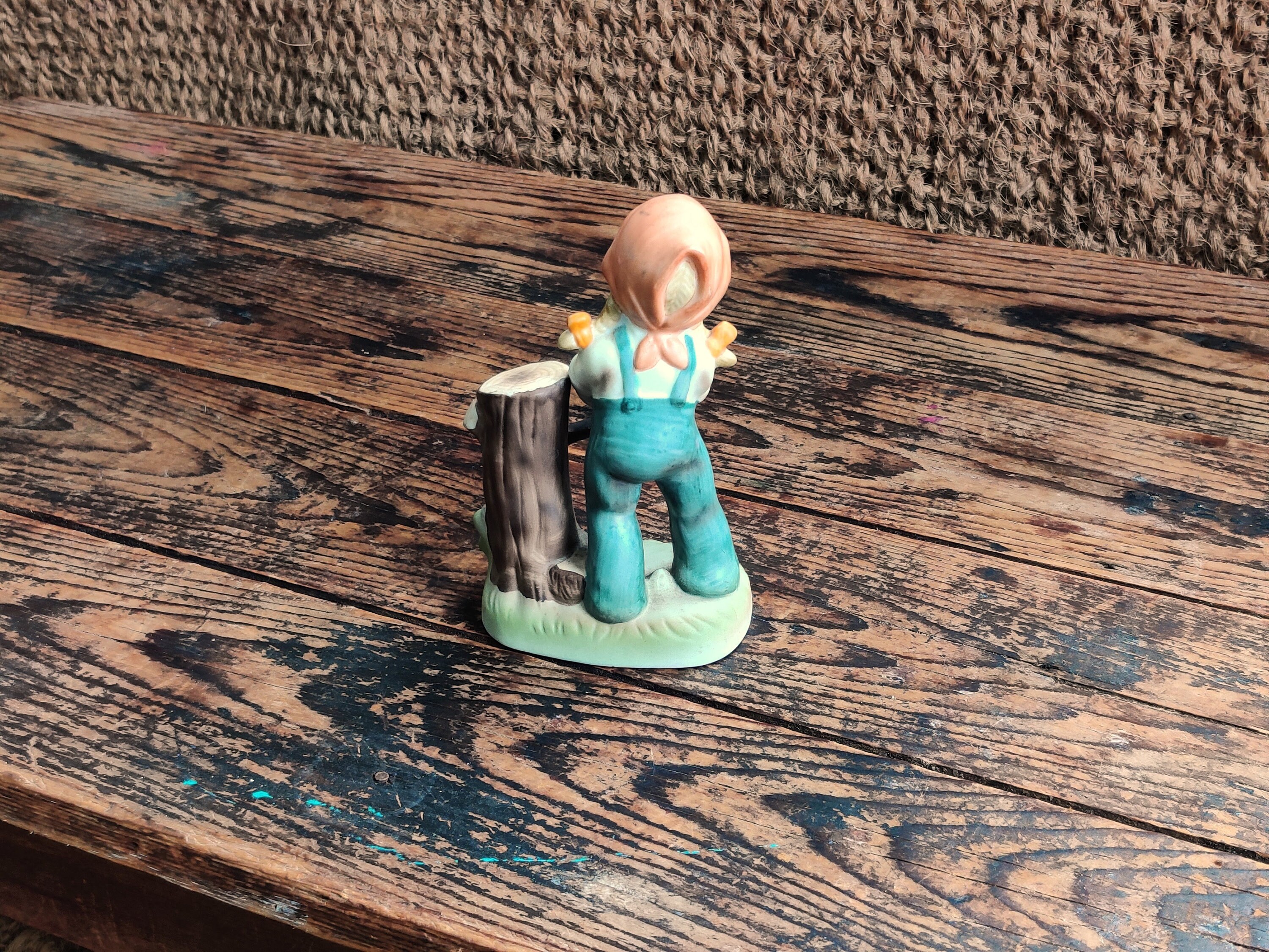 Porcelain Ceramic Girl With Axe Cutting Trees Vintage - Etsy