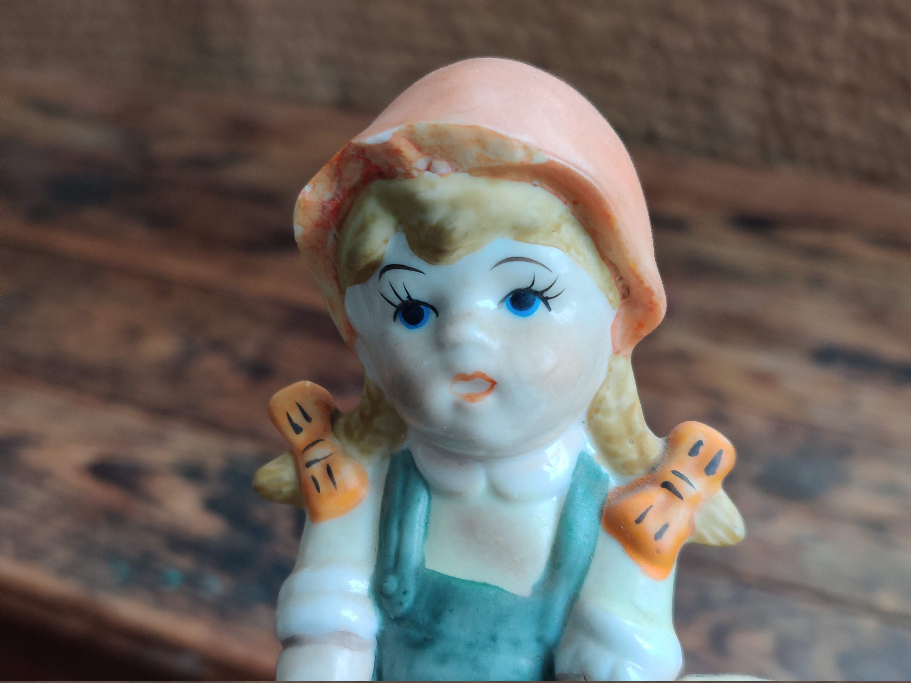 Porcelain Ceramic Girl With Axe Cutting Trees Vintage - Etsy