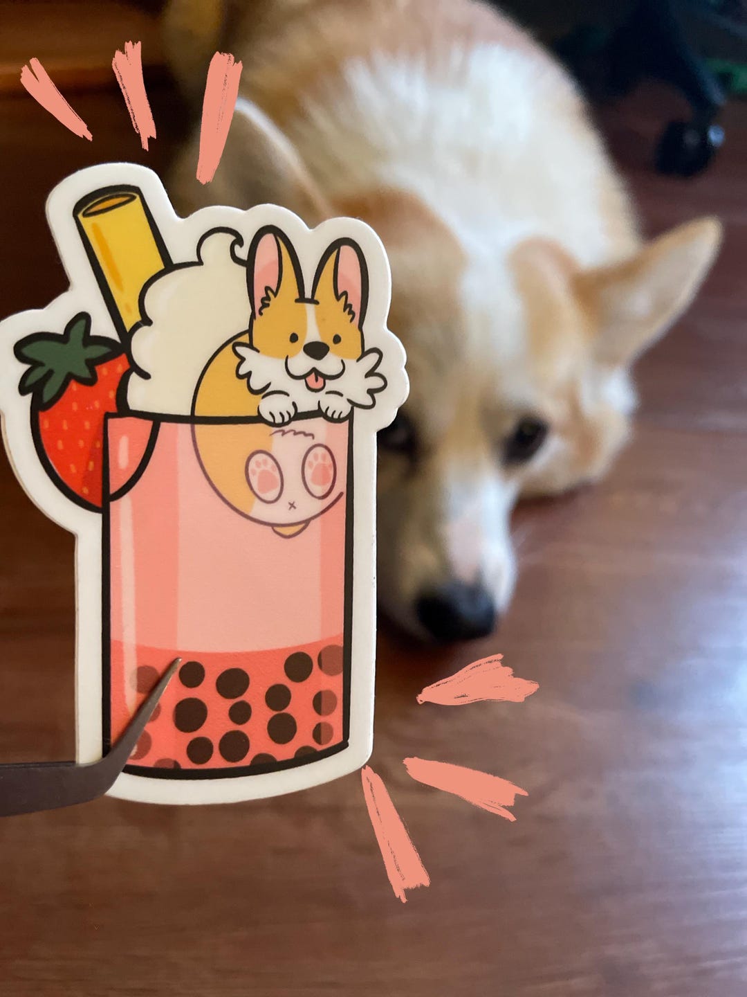 Boba Corgi Sticker - Etsy