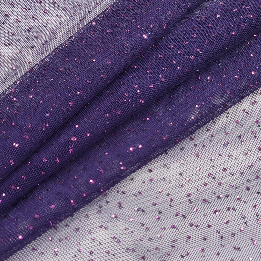 PURPLE Glitter Sparkle English Netting Tulle Fabric by the Yard - STYLE ...