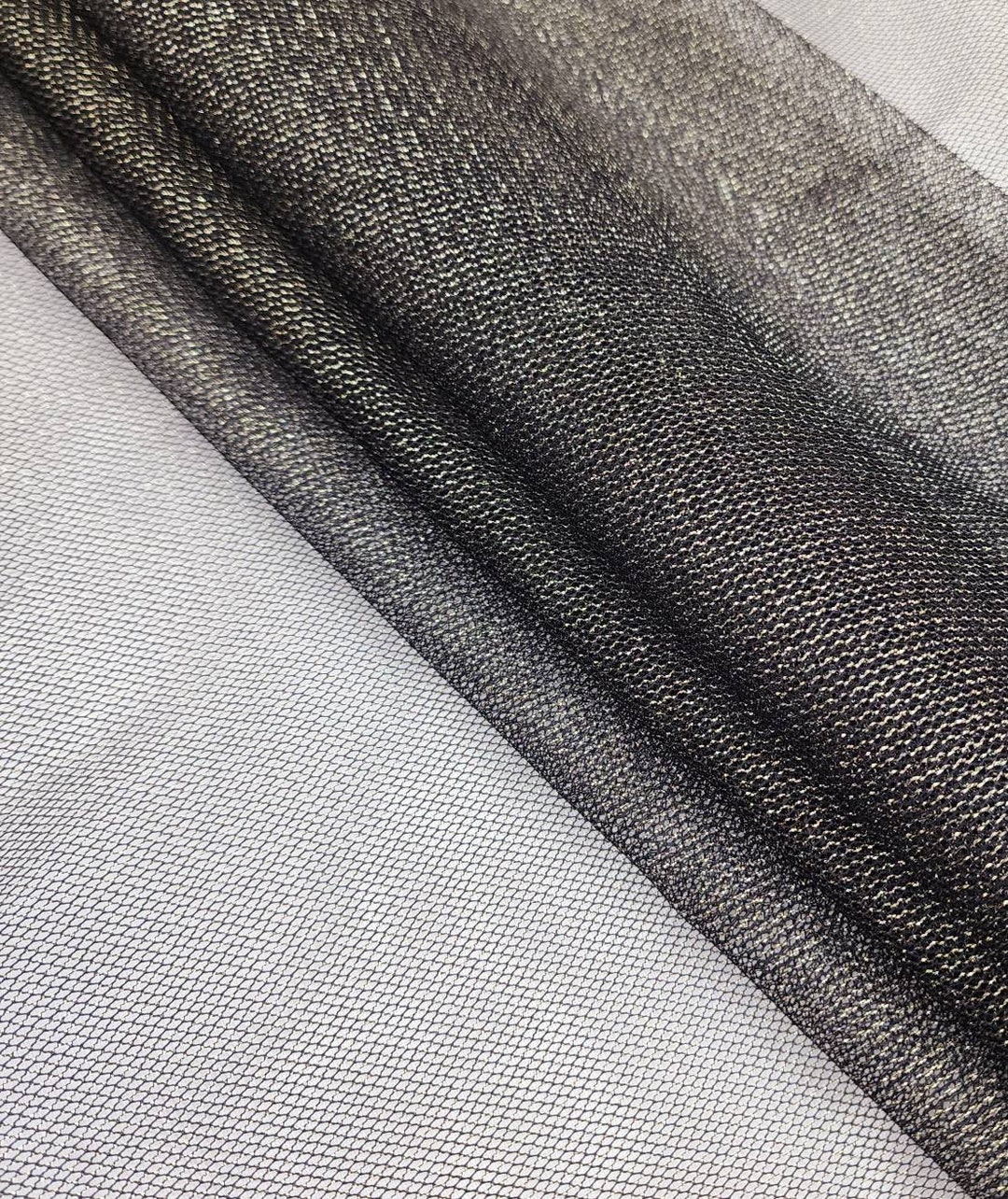 Black Gold Metallic English Netting Fabric by the Yard, Shimmer ...