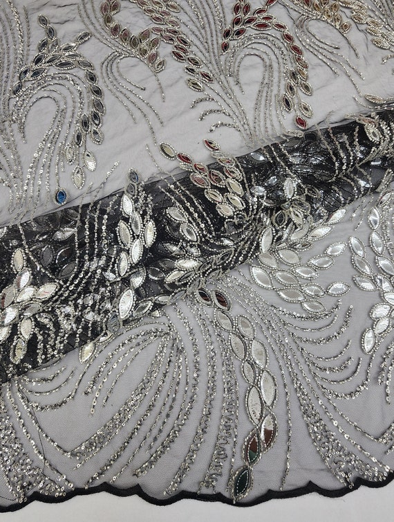 Black and silver lace fabric store