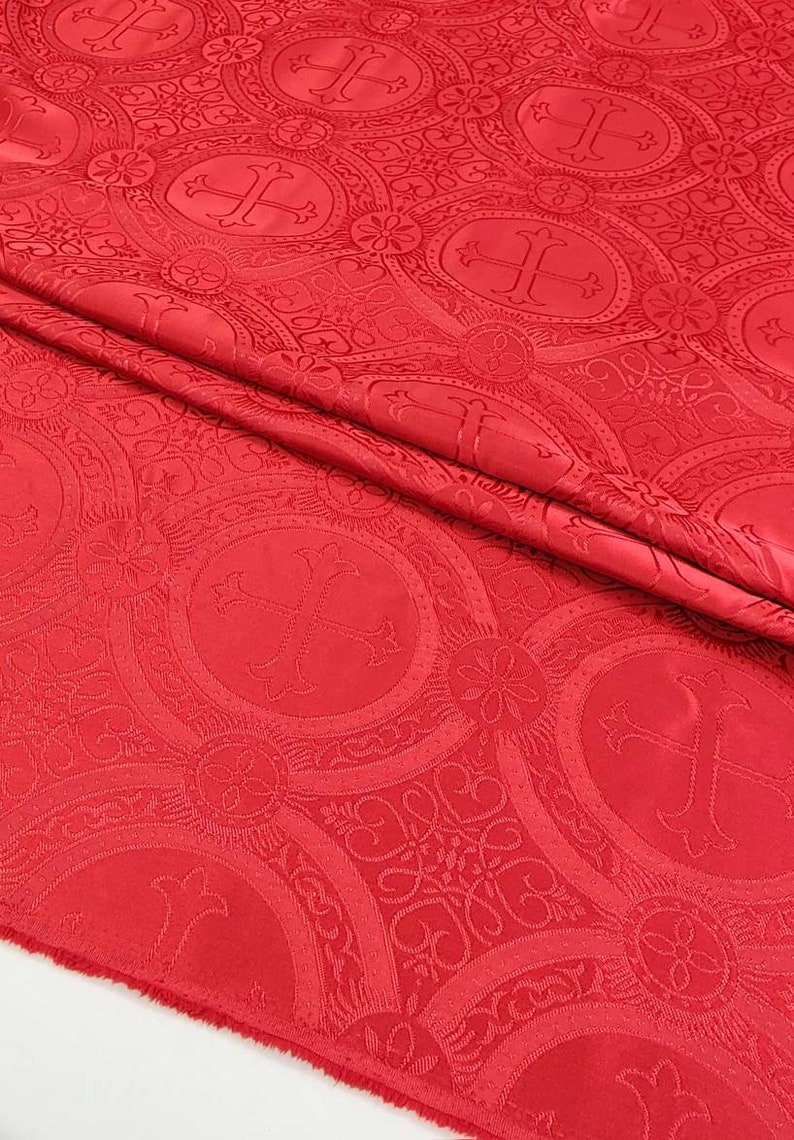Red Religious Brocade - Liturgical Fabric - Ecclesiastical Jacquard ...