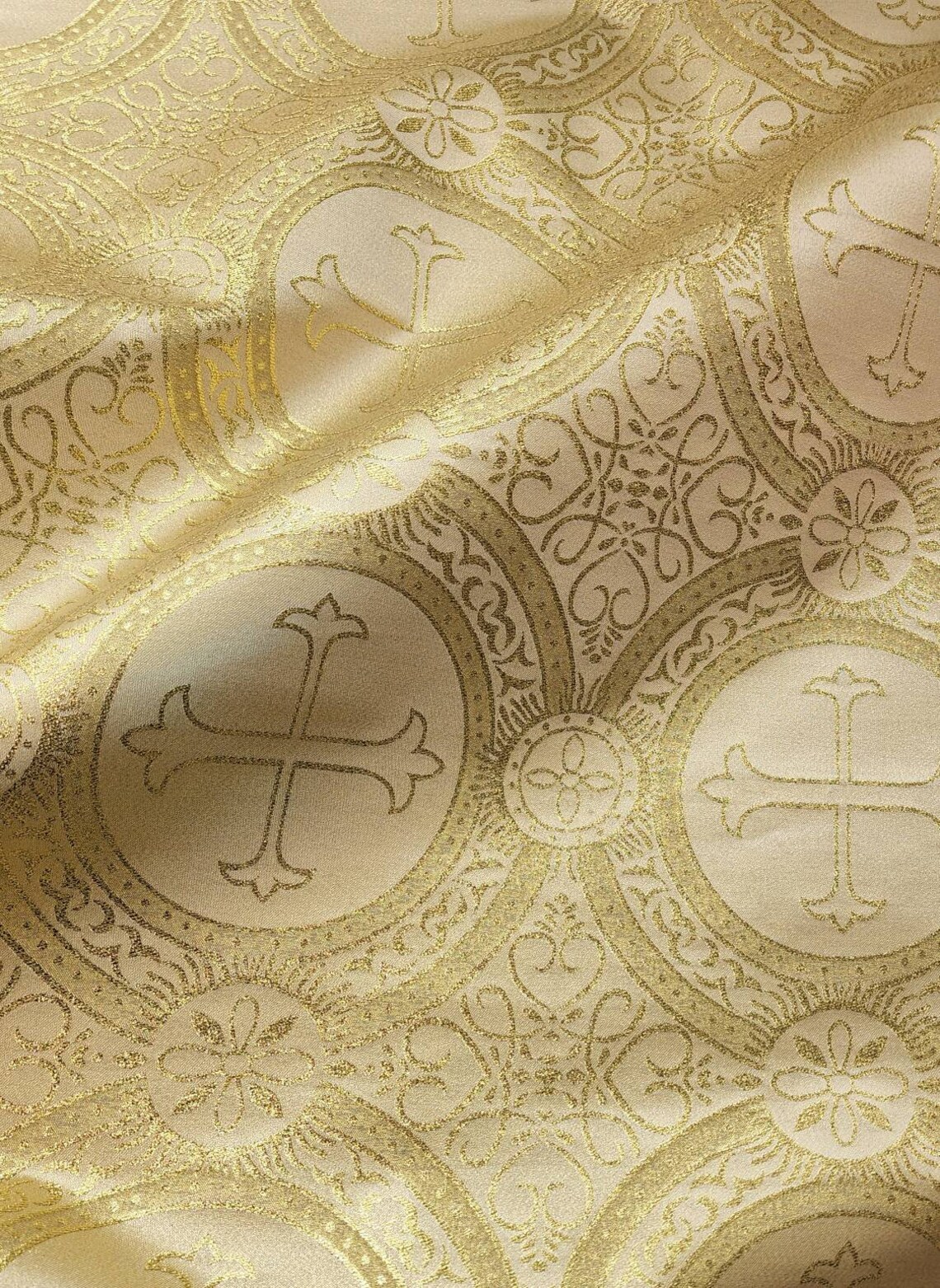 Ivory Gold Religious Brocade Liturgical Fabric - Etsy