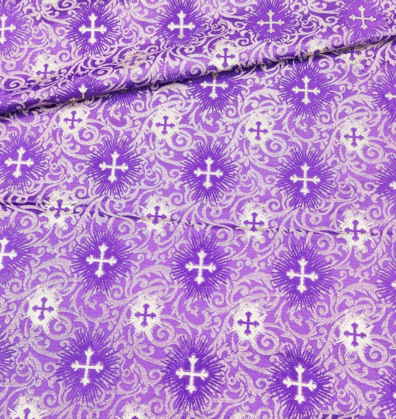 Purple Gold Religious Brocade Fabric Liturgical - Etsy