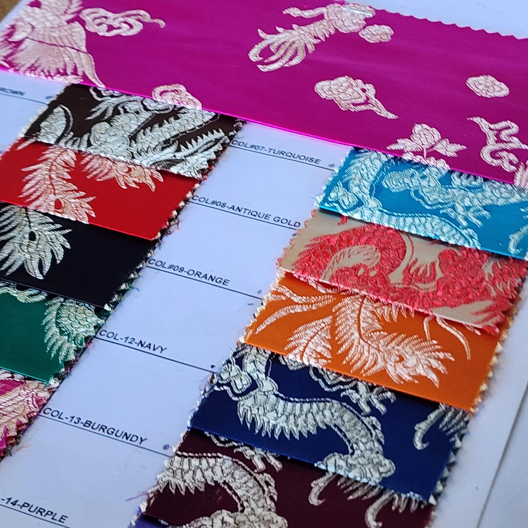 Dragon Jacquard Brocade Chinese Satin Fabric by the Yard for Skirts ...