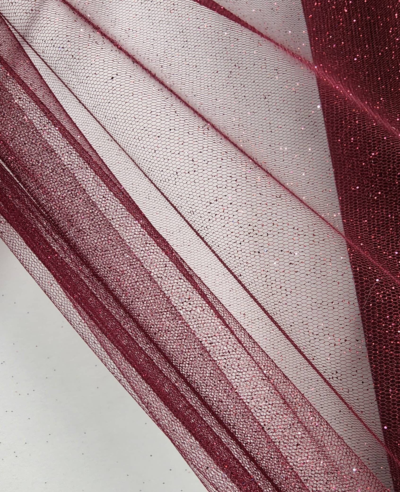 BURGUNDY Glitter Tulle Burgundy Sparkle Tulle Fabric by the - Etsy