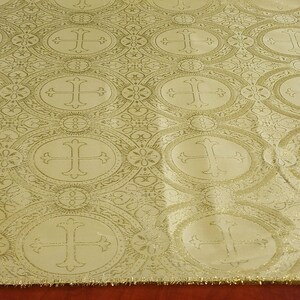 Ivory Gold Religious Brocade - Liturgical Fabric - Ecclesiastical ...